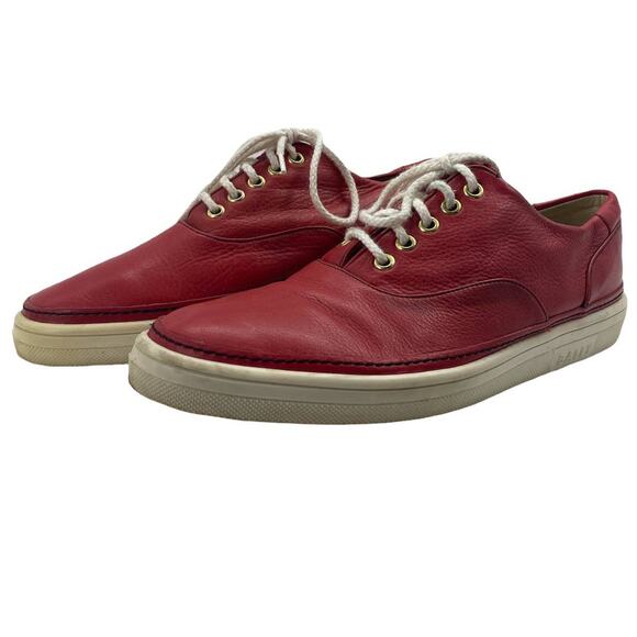 Bally | Shoes | Bally Red Top Sider Sneaker Grained And Smooth Leather ...